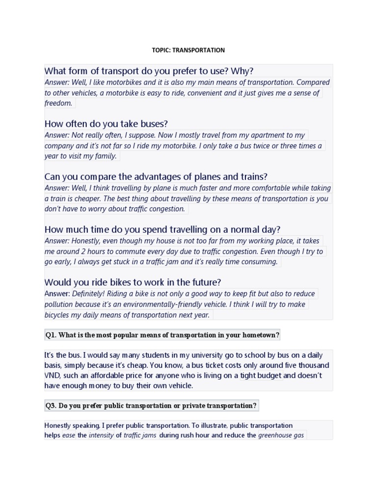 Topic Transportation | PDF | Transport | Public Transport