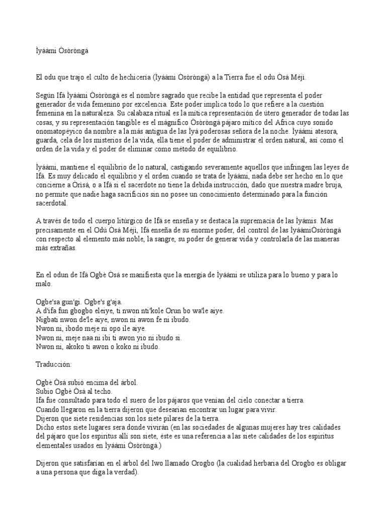 Ìyáàmi Òsòròngá | PDF | Arte | Religión y espiritualidad