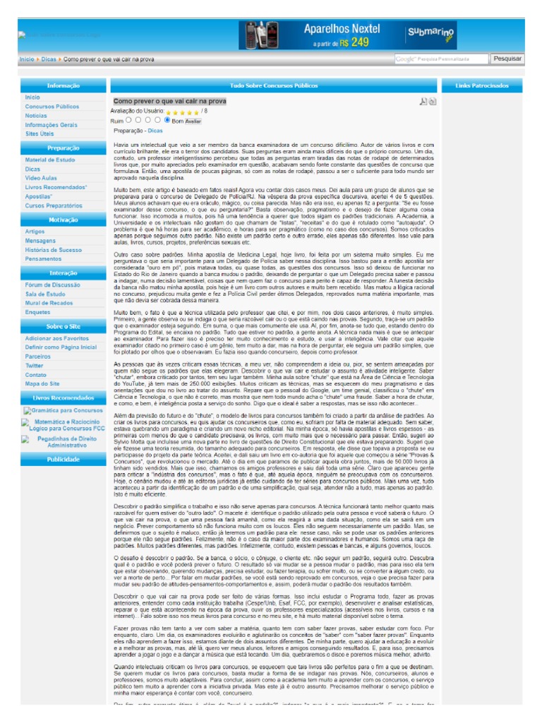 Como Prever o Que Vai Cair Na Prova | PDF