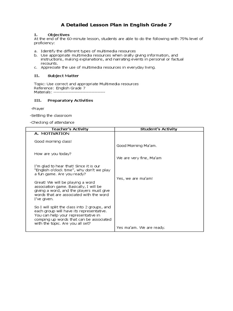 Multimedia Resources in Grade 7 English | PDF | Multimedia ...