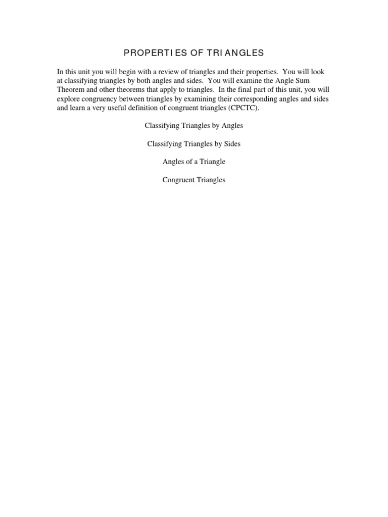 Properties Triangles | PDF | Triangle | Geometric Shapes