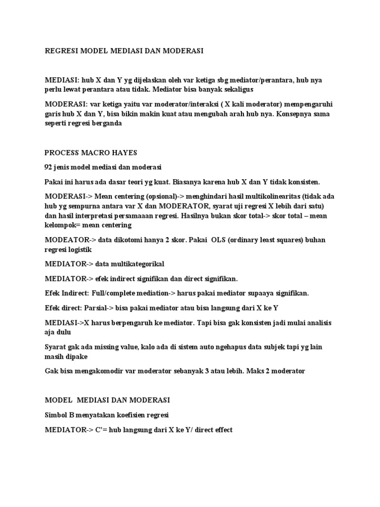 Regresi Model Mediasi Dan Moderasi | PDF | Karier & Perkembangan ...