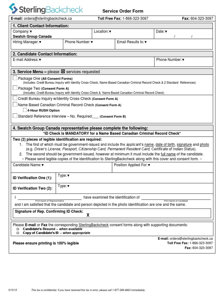 Swatch Group Canada AB SterlingBackcheck Consent Forms | Download Free ...