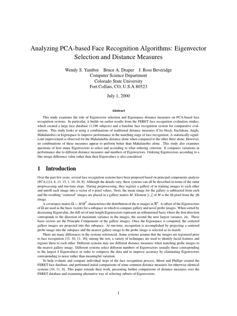 20 Analyzing PCA Based Face Recognition Algrtms.. | PDF | Eigenvalues And Eigenvectors ...