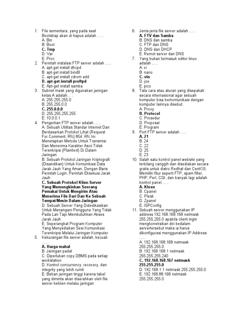 Ulangan Asj Xi TKJ | PDF