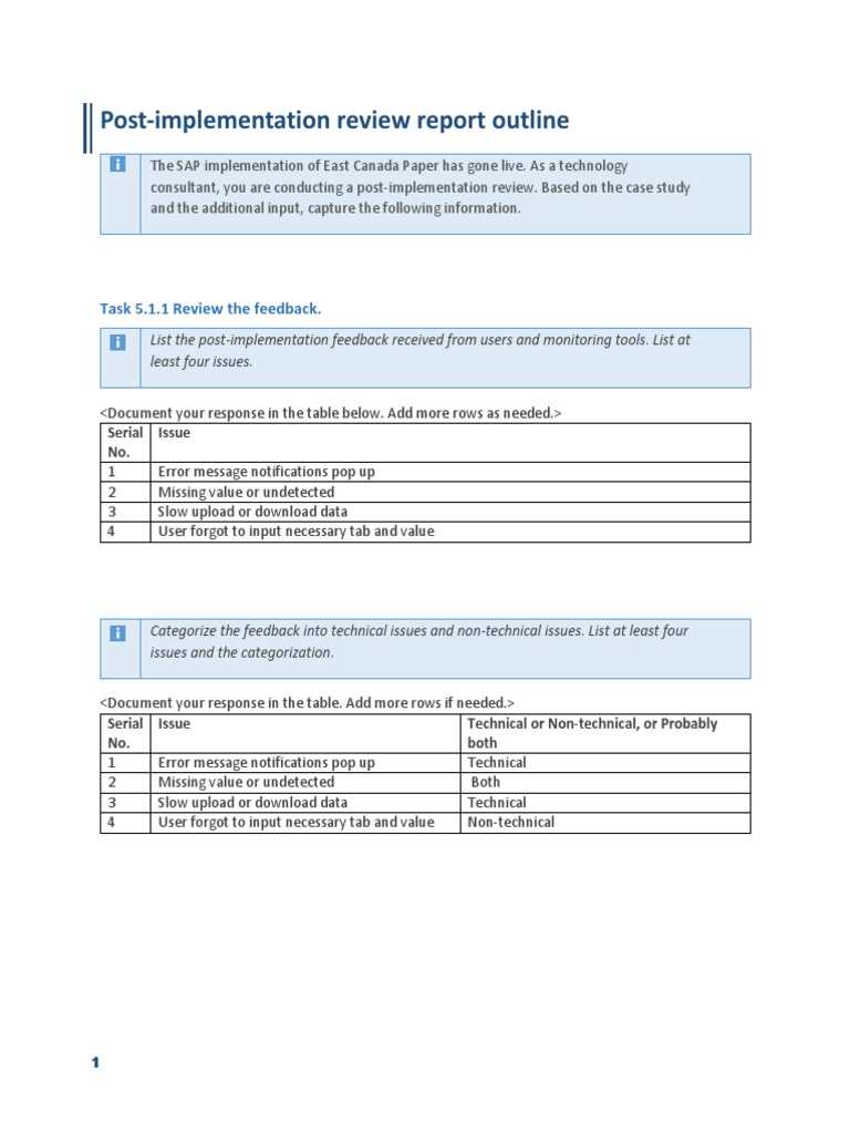 Post Implementation Review Report Outline Df Pdf Information Cybernetics