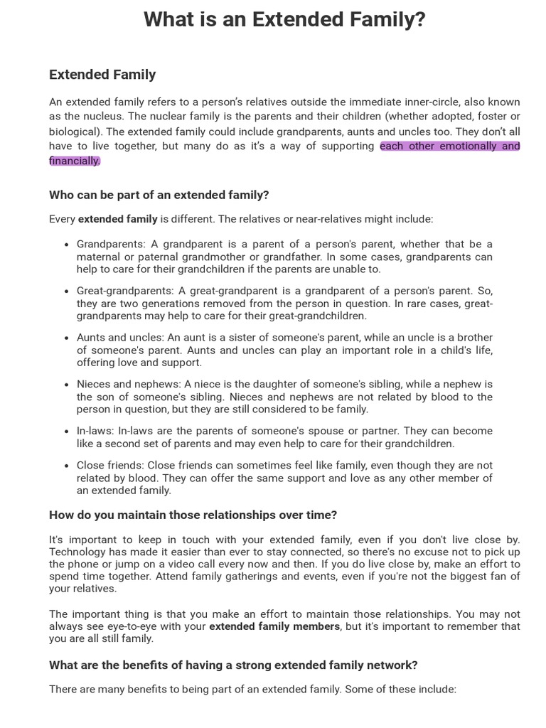 What Is An Extended Family? | PDF | Family | Grandparent