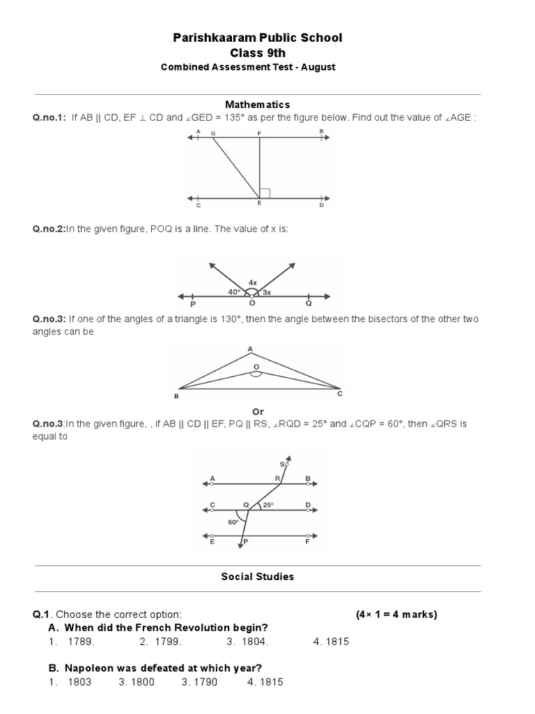Class-9-Assessment Test | PDF