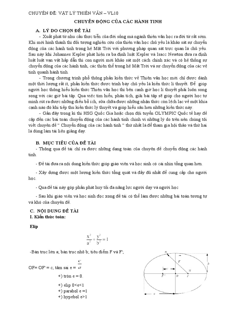 Chuyen de Vat Ly Thien Van | PDF