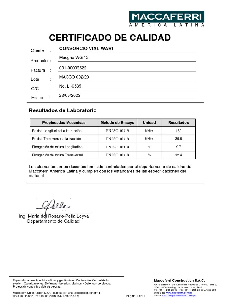 F. 001-00003522 CONSORCIO VIAL WARI Macgrid WG 12 | PDF | Organización ...