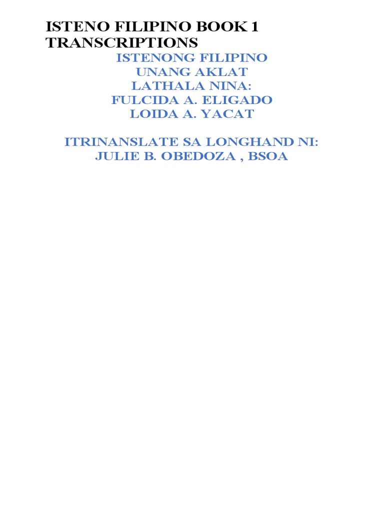 Transcription Steno Filipino 1 | PDF