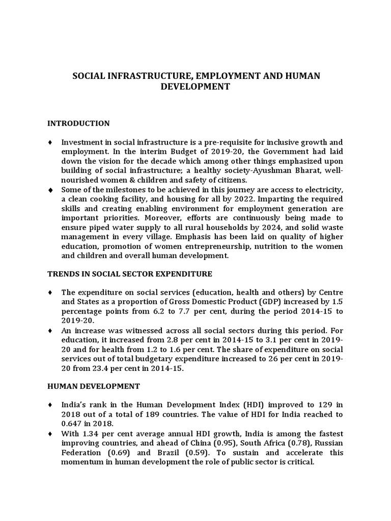 Social Infrastructure PDF Labour Economics Workforce