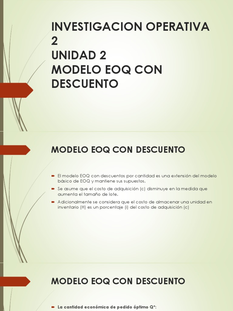 Sesión 8-Modelo EOQ Con Descuento | PDF | Gestión de Procesos de Negocio | Producción y fabricación