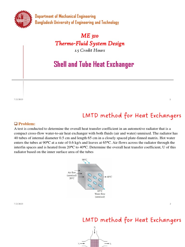 Lec 3 Shell and Tube Heat Exchanger | PDF