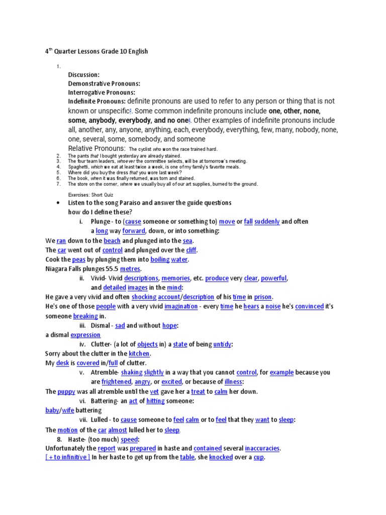 Grade 10 English: 4th Quarter Topics | PDF | Bibliography