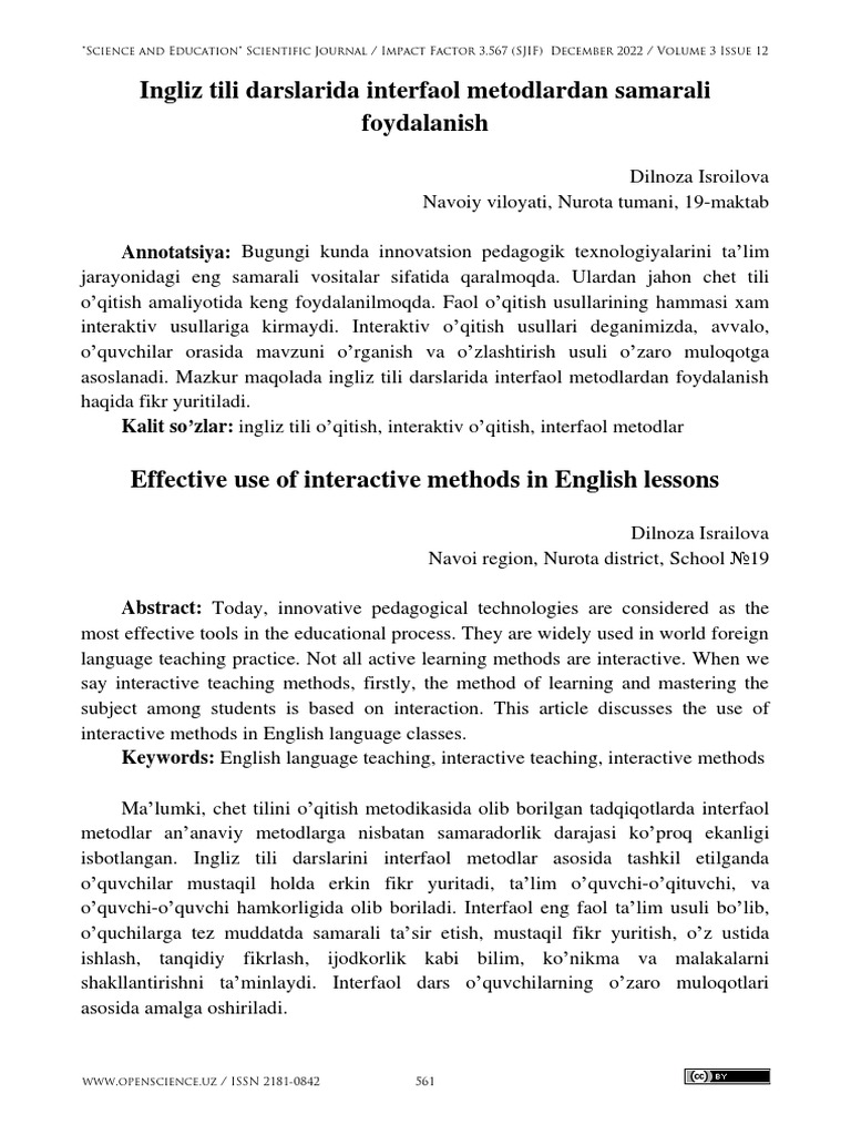 Interactive Methods in English Teaching | PDF | Science | Human ...