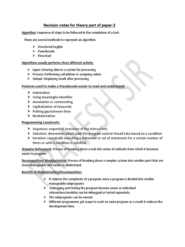 p2 Notes 1 | PDF | Programming | Computer Program