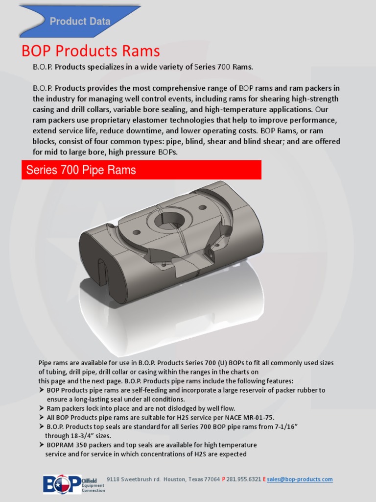BOP Products Series 700 Rams Overview | PDF | Pipe (Fluid Conveyance ...
