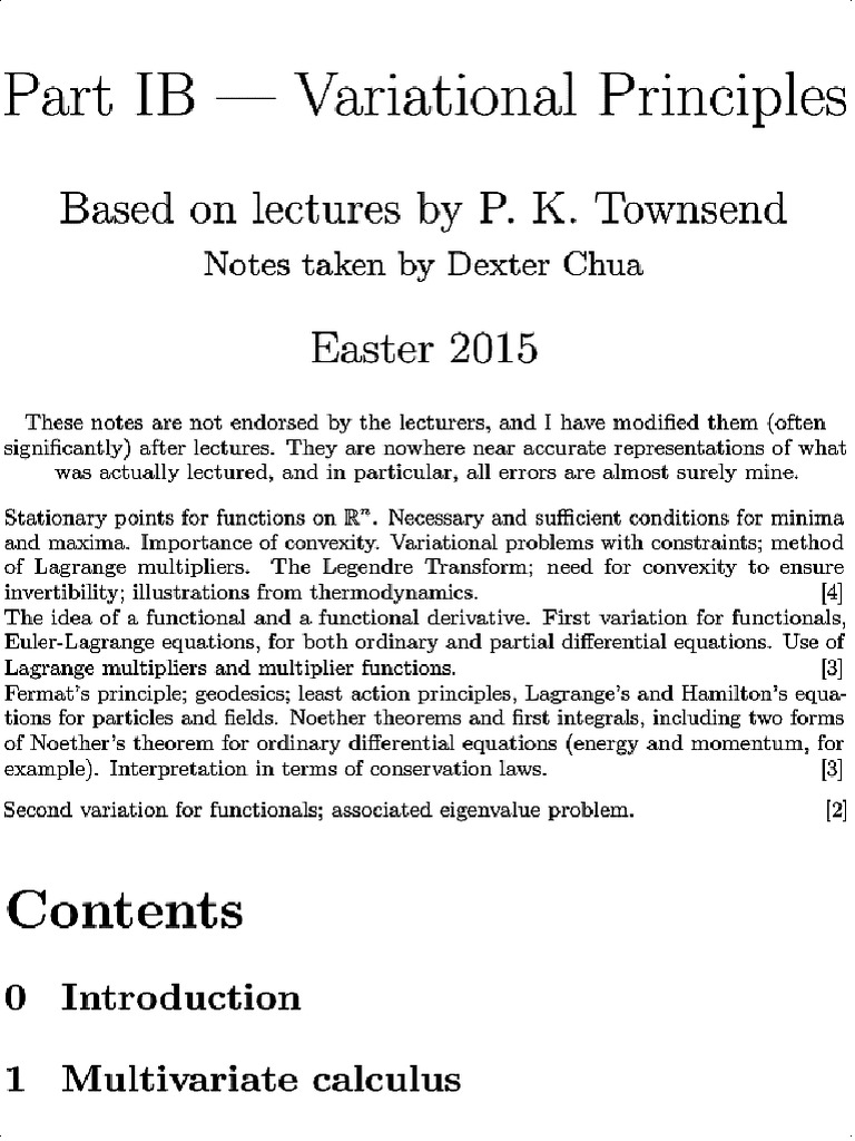 Variational Principles Cropped K2opt | PDF | Calculus Of Variations | Euler–Lagrange Equation
