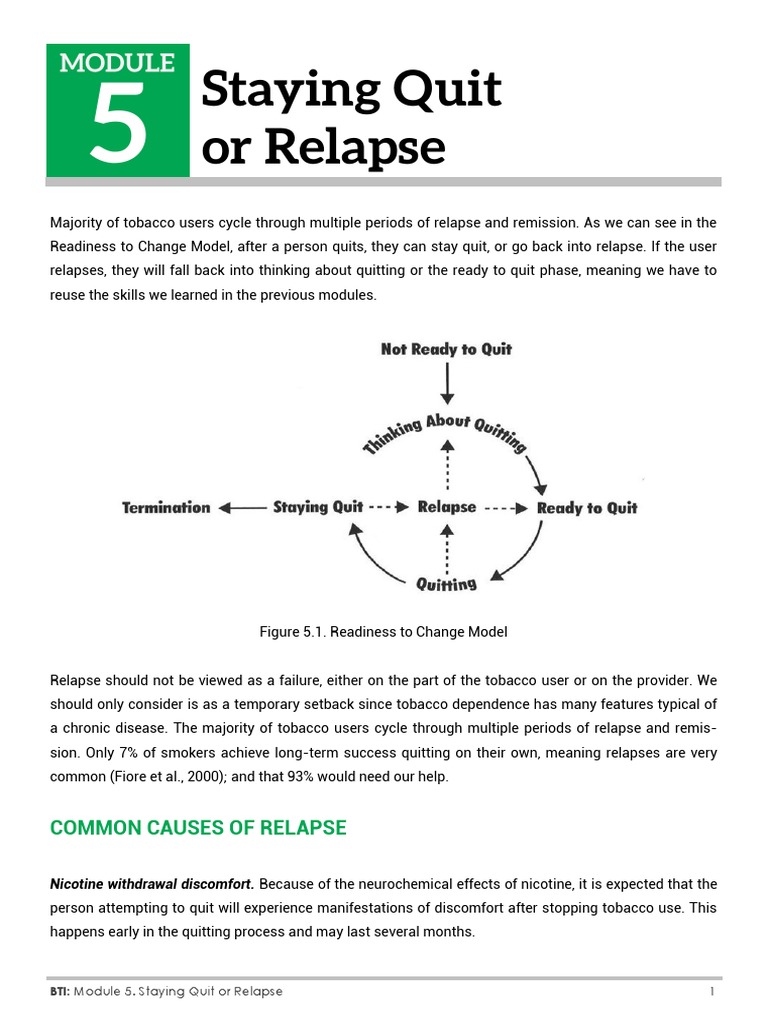 Module 5. Staying Quit or Relapse | PDF | Tobacco Smoking | Addiction