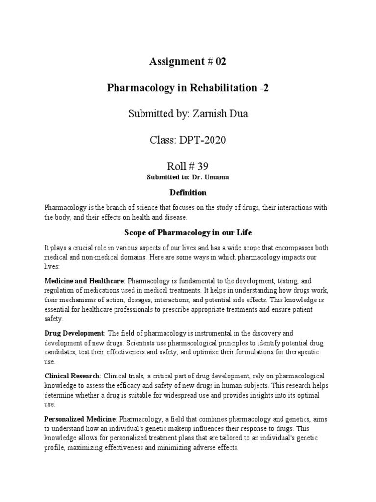 Pharma Assignment | Download Free PDF | Physical Therapy | Pharmacology