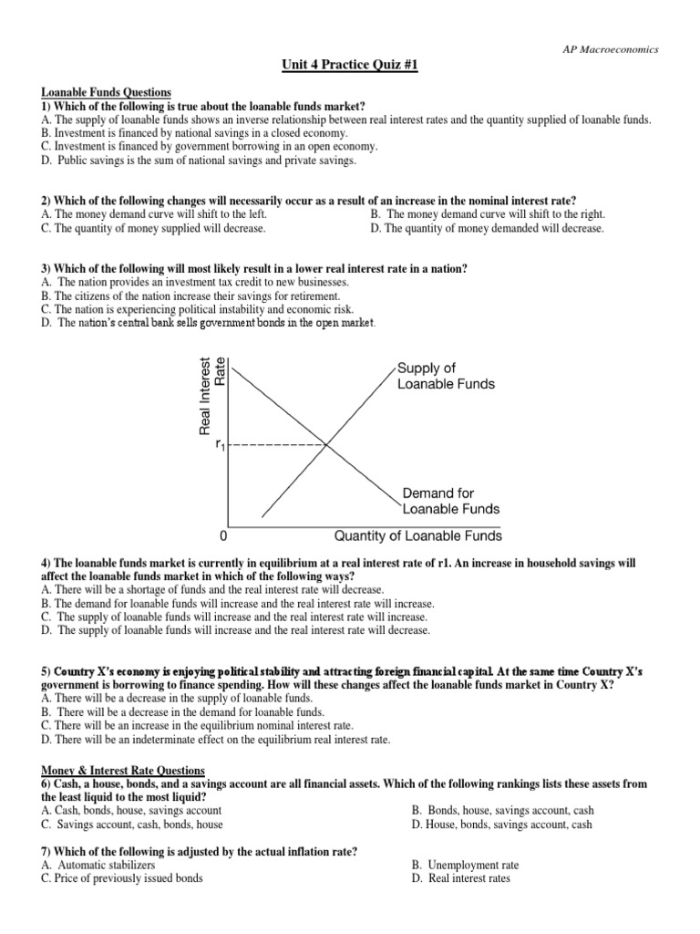 Monetary Policy Practice Quiz | PDF | Money Supply | Interest