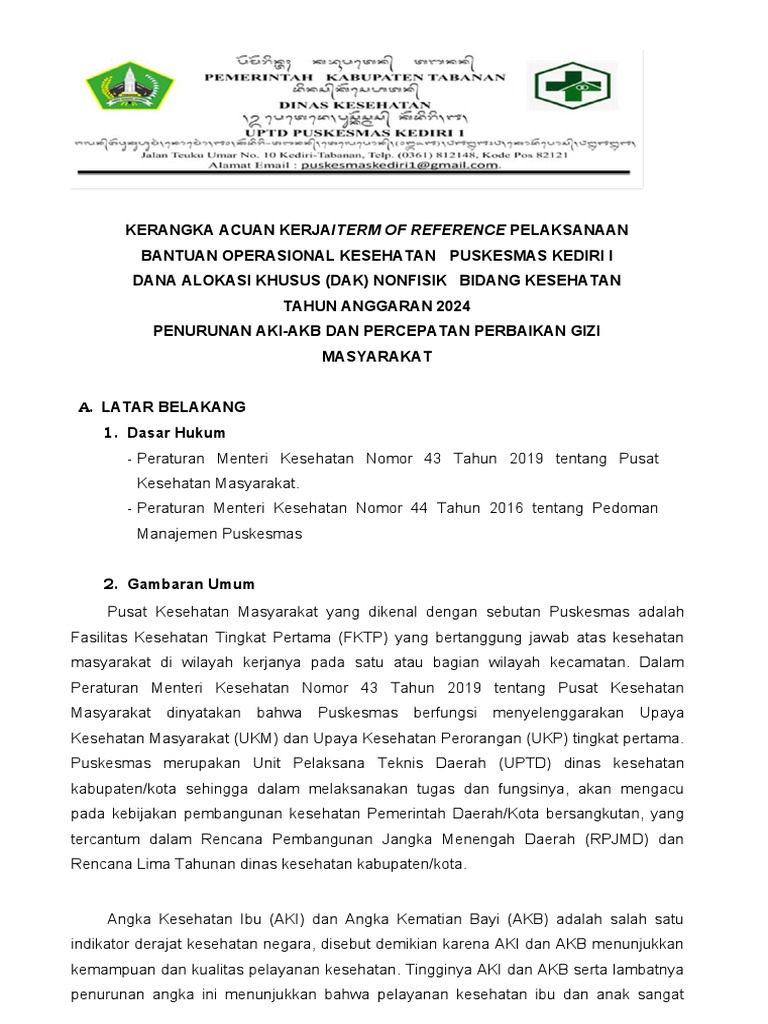Tor Aki-Akb Dan Percepatan Perbaikan Gizi Masy Kediri I 2024 | PDF