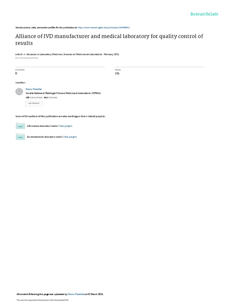 IVD Manufacturers and Lab Quality Control | PDF | Medical Laboratory ...