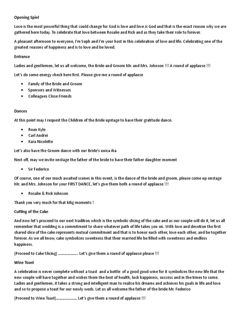 Wedding Host Script | PDF