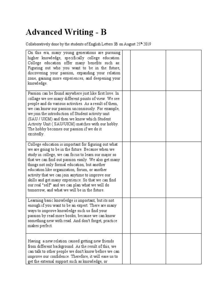 Advanced Writing B | PDF