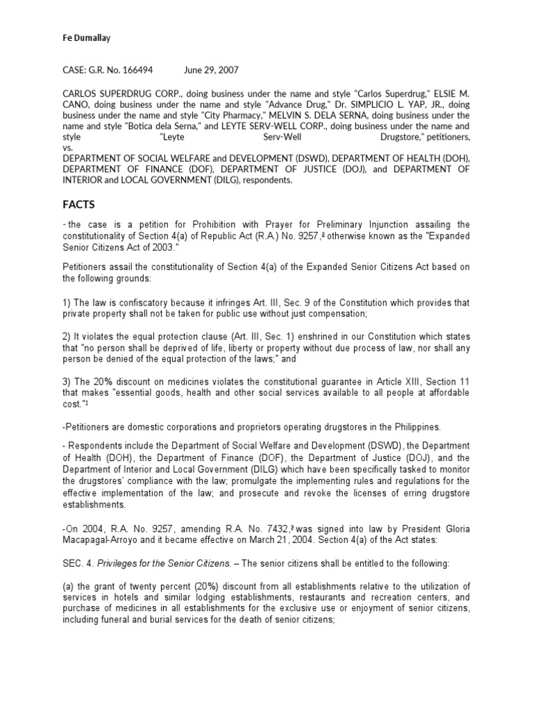 Carlos Superdrug Corp. v. DSWD, G.R. No. 166494 | PDF | Taxes | Tax ...