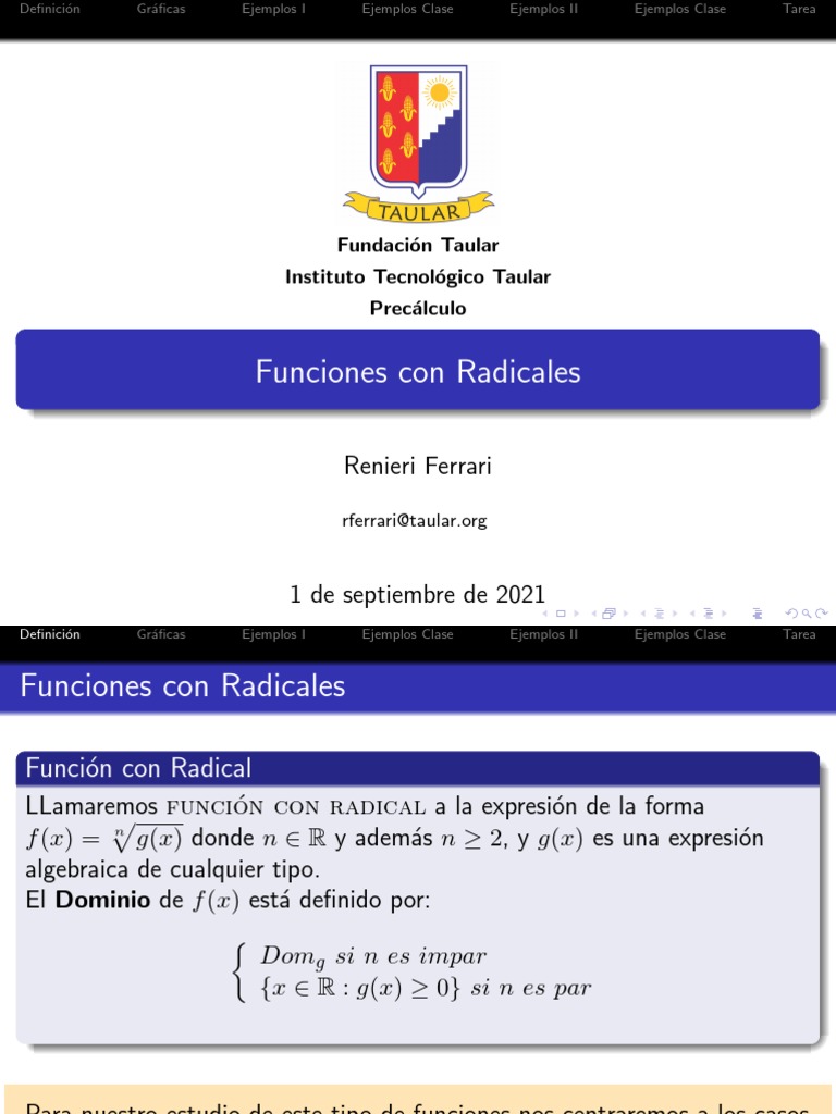 7 Funciones Con Radicales | PDF | Función (Matemáticas) | Matemáticas