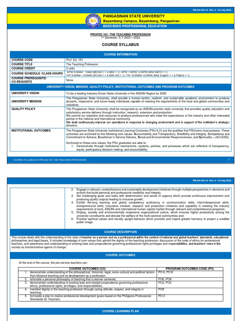 Prof Ed 101 The Teaching Profession | PDF | Teachers | Competence ...