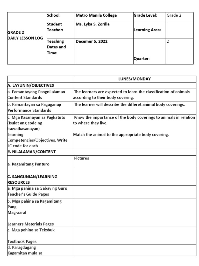 Dll Animal Body Coverings Demo | PDF | Learning | Skin