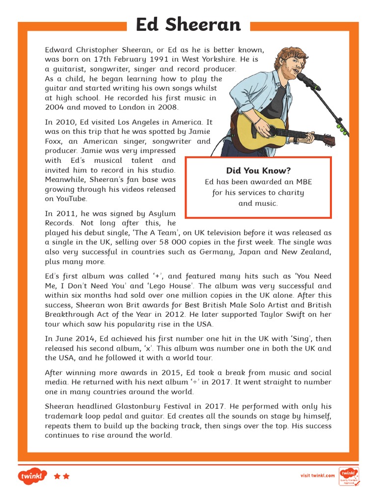 Ed Sheeran: Biography and Achievements | PDF | Pop Music | Recorded Music