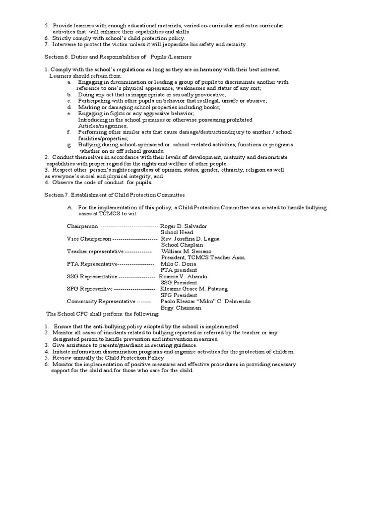 Child Protection Committee Structure | PDF | Child Protection | Bullying