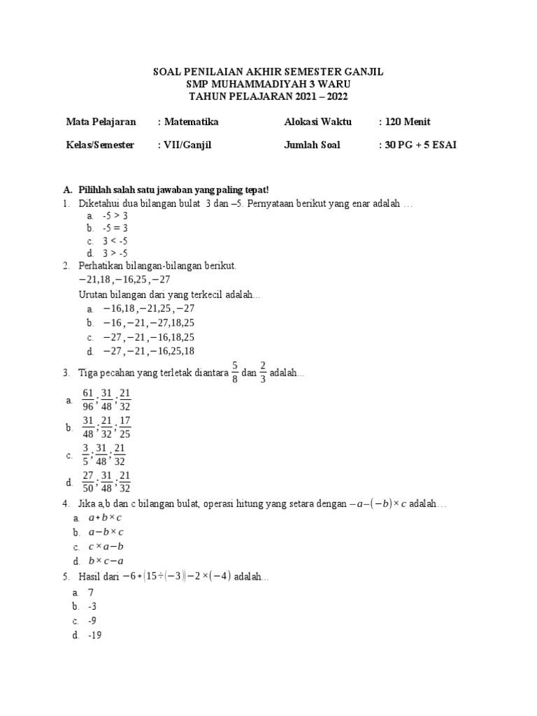 Soal Mat 7 | PDF
