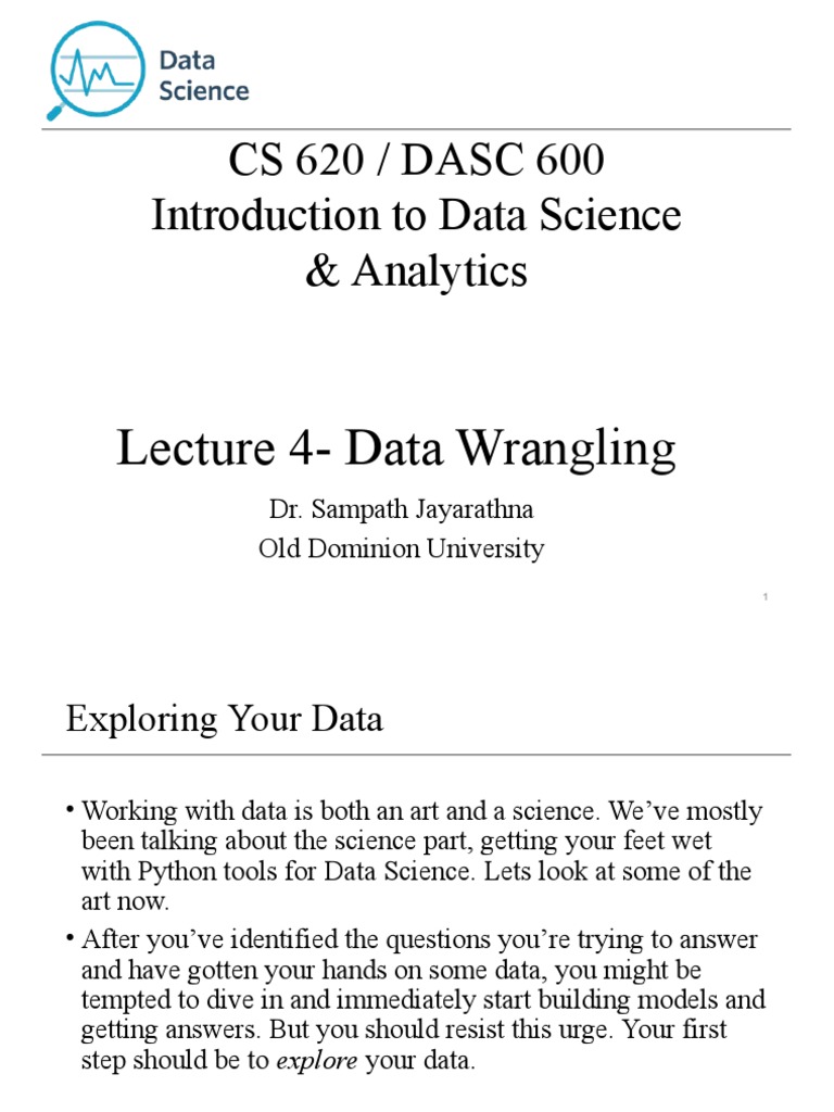Data Science: Data Wrangling Guide | PDF | Sampling (Statistics) | Quantile