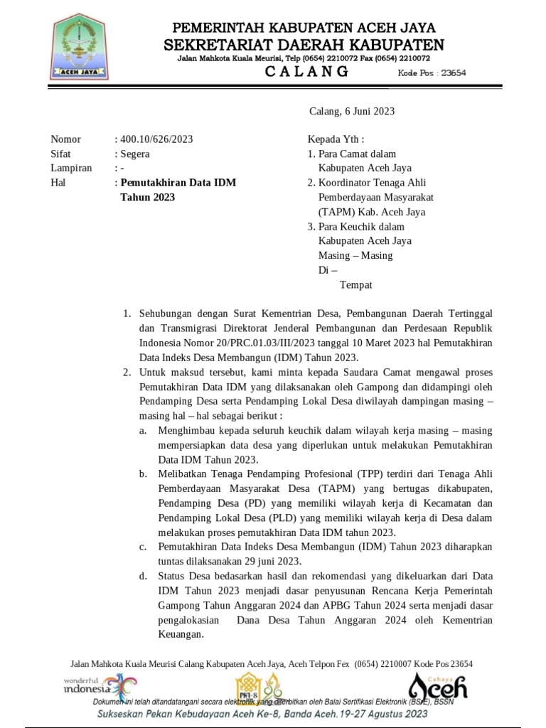 Pemutakhiran Data Idm | PDF
