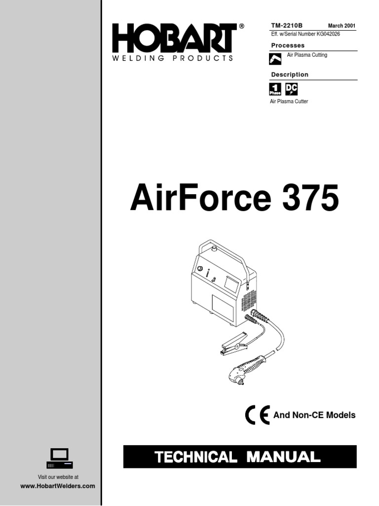 HOBART AIRFORCE 375 t2210b - Hob | PDF | Electric Arc | Mains Electricity