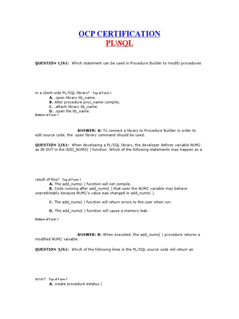 PLSQL EXAM | PDF | Pl/Sql | Sql