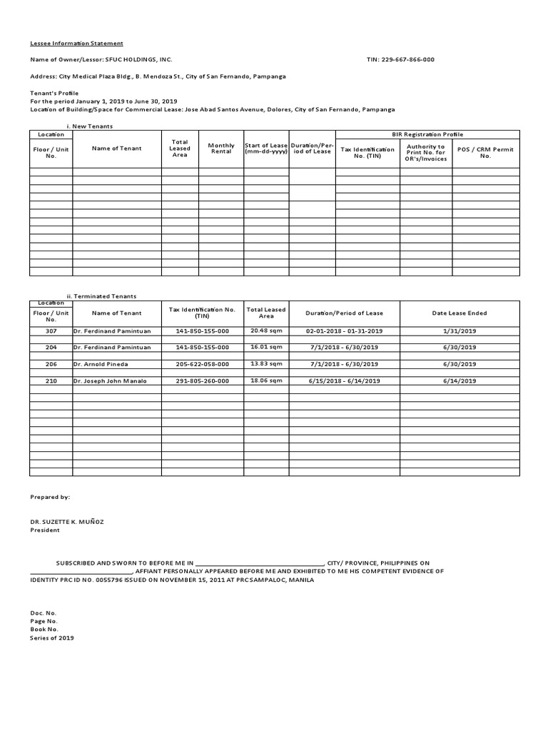Lessee Information Statement Overview | PDF | Lease | Common Law