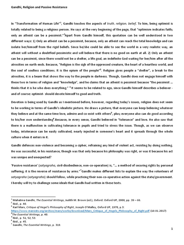 Gandhi_Religion_and_Passive_Resistance | PDF | Mahatma Gandhi | Atheism