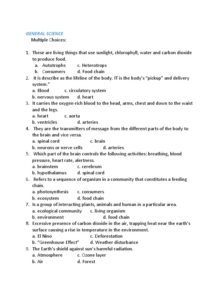 LET-GEN-ED-General Science 100 Items | PDF | Atmosphere Of Earth ...