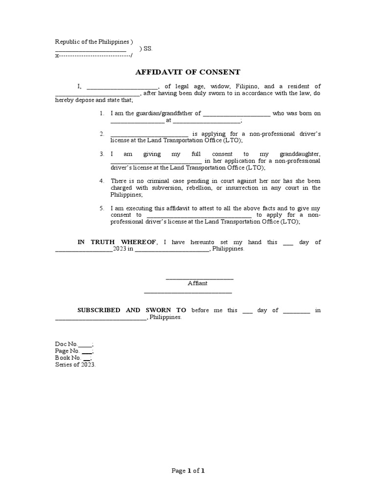 AD affidavit of consent non prof | PDF