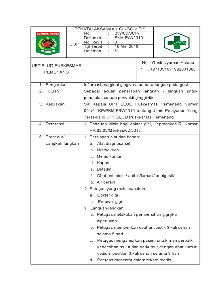 Sop GINGIVITIS | PDF