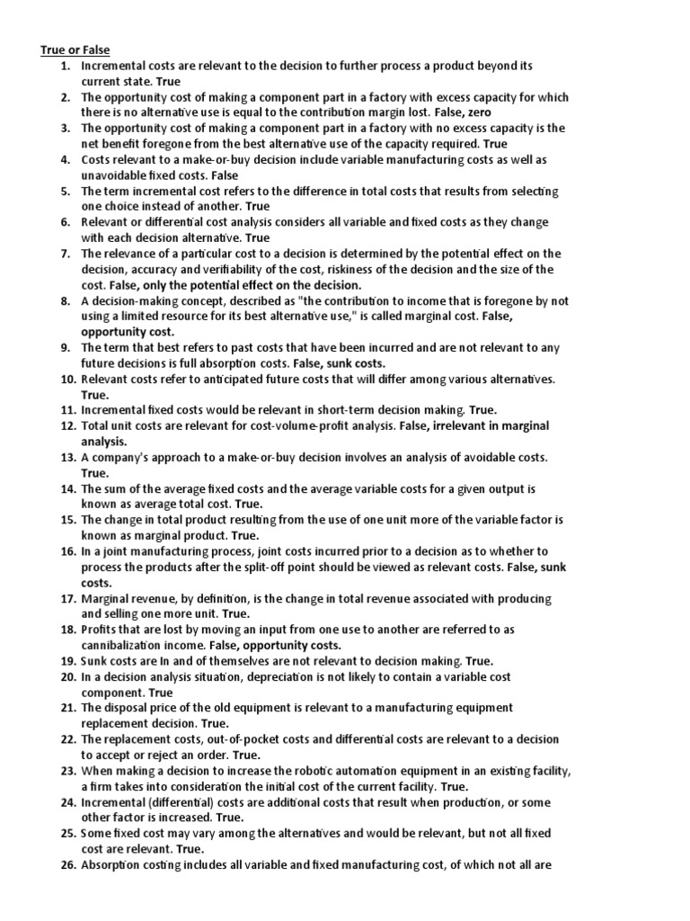 09 Differential Cost Analysis KEY | PDF | Cost | Opportunity Cost