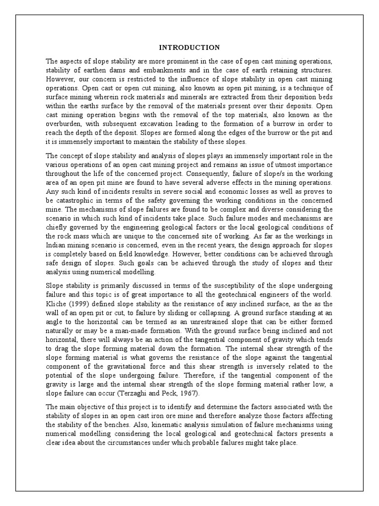 Slope Stability in Open Cast Mining | PDF | Geotechnical Engineering | Mining