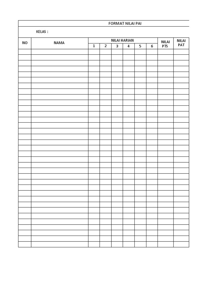 Format Nilai PAI Kelas Semester 1 | PDF | Sports & Recreation | Foreign ...