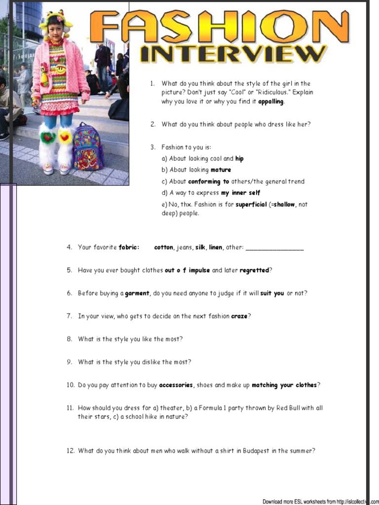 Fashion Opinions and Style Debate Questions | PDF | Career & Growth
